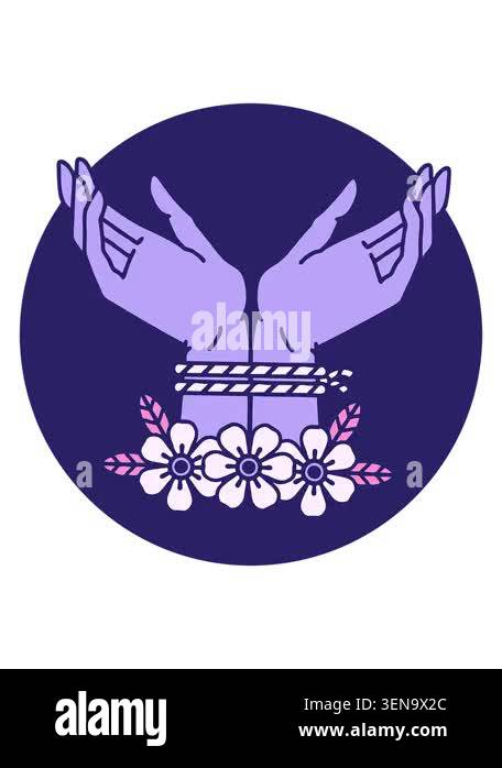 vibrating motion animation of iconic tattoo style pair of hands tied ...