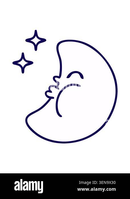 neon light effect animation of cartoon of a moon with stars Stock Video ...