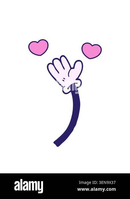 spinning hearts animation of cartoon doodle of a hand gesture Stock ...