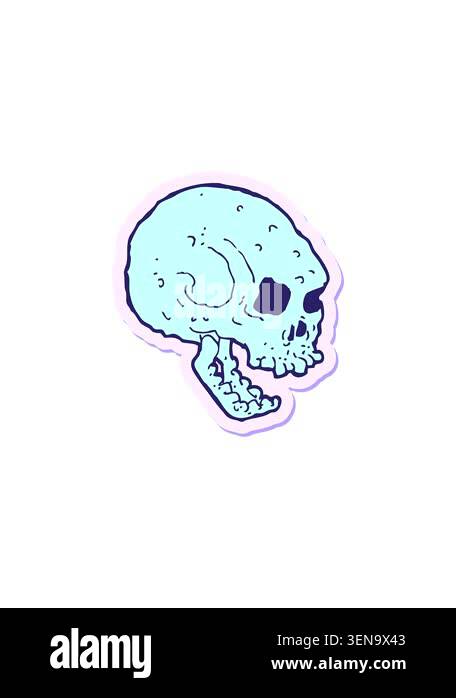splitting effect animation of sticker of a cartoon spooky skull Stock ...