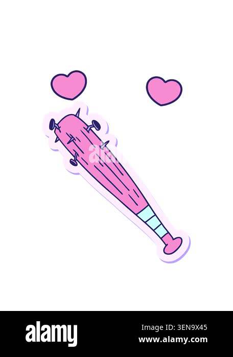 spinning hearts animation of hand drawn sticker cartoon doodle of a bat ...