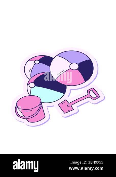 bobbing motion animation of hand drawn sticker cartoon doodle beach ...