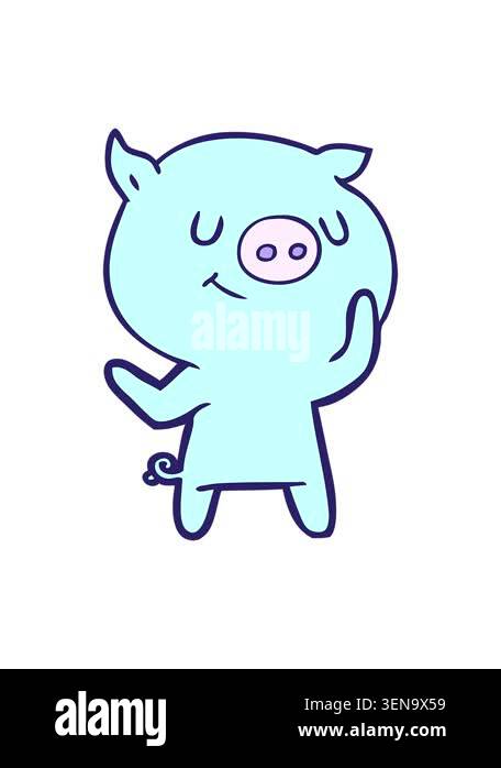 shaking motion animation of happy cartoon simple pig drawing Stock ...