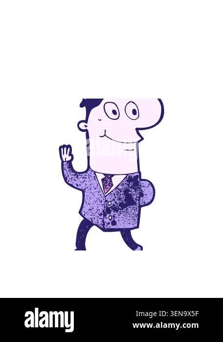 jumping motion animation of cartoon businessman walking to work Stock ...