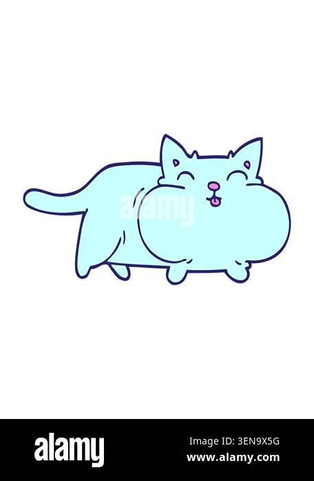 shaking motion animation of cartoon doodle fat cat Stock Video Footage ...