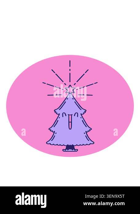 bobbing motion animation of icon of a tattoo style christmas tree with ...