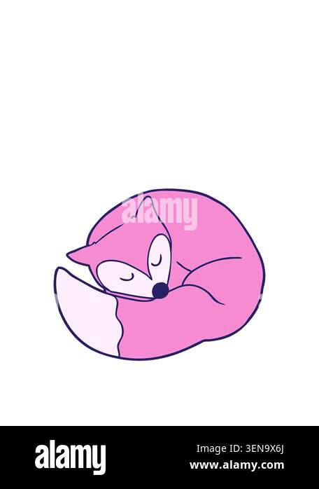 stretching up animation of sleeping fox Stock Video Footage - Alamy