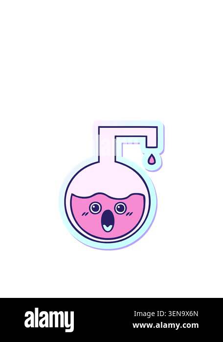 jumping motion animation of sticker of a cartoon science experiment ...