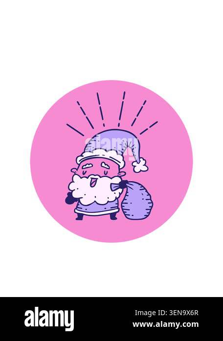 blinking radial lines animation of icon of a tattoo style santa claus ...