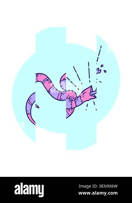 splitting motion animation of icon of a tattoo style hissing snake ...