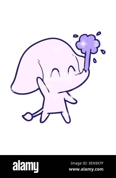 glitter effect animation of a cute cartoon elephant spouting water ...