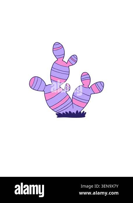 rise and float animation of cactus drawing Stock Video Footage - Alamy