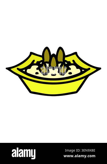 changing color animation of traditional japanese rice dish in square ...