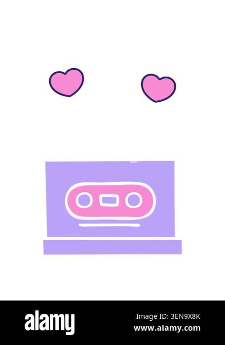 spinning hearts animation of flat symbol of a retro cassette icon Stock ...