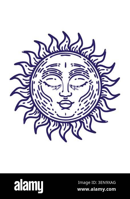 bobbing motion animation of tattoo of a sun Stock Video Footage - Alamy