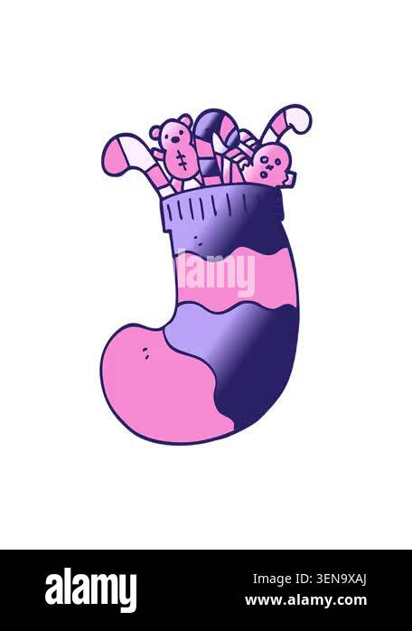 pixelize effect animation of christmas stocking cartoon doodle Stock ...