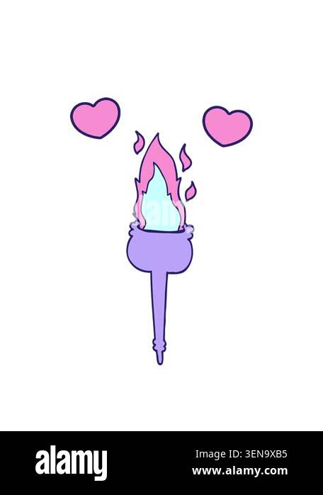 spinning hearts animation of cartoon flaming chalice Stock Video ...