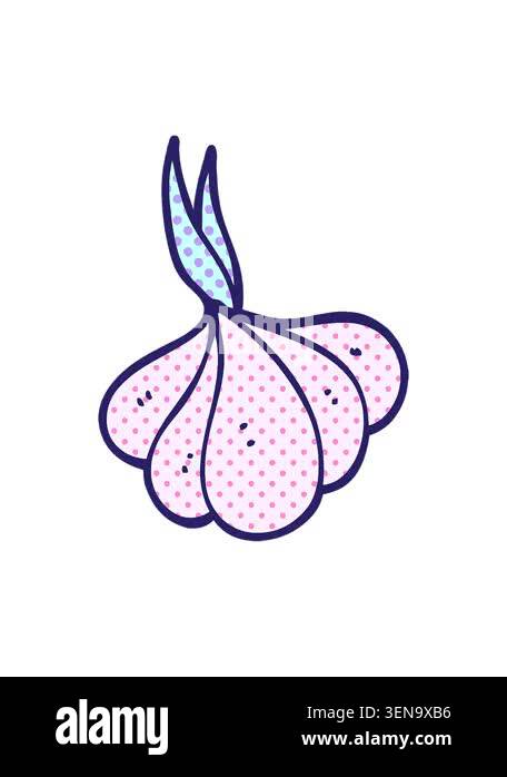 pixelize effect animation of cartoon doodle sprouting garlic Stock ...