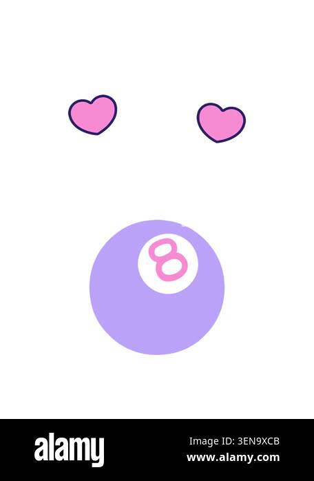 spinning hearts animation of tattoo in black line style of 8 ball icon ...