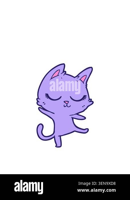 stretching up animation of calm cat cartoon Stock Video Footage - Alamy