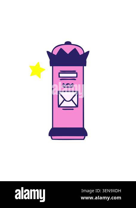 twinkling stars effect animation of cute cartoon of a british post box ...