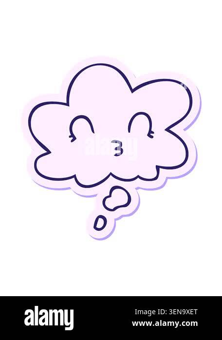 spinning motion animation of happy cartoon face with thought bubble as ...