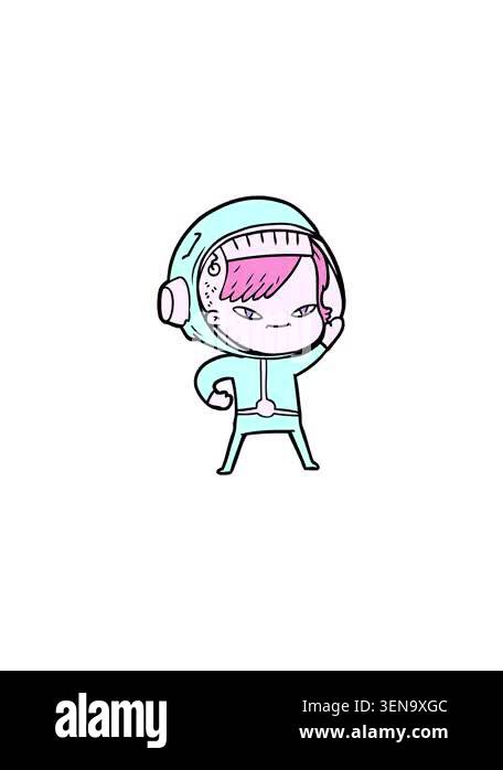 flashy sales animation of cartoon freehand astronaut woman Stock Video ...