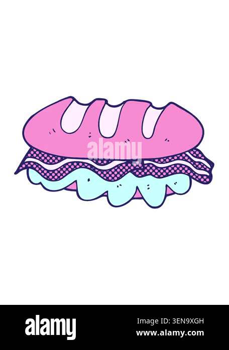vibrating motion animation of freehand drawn cartoon huge sandwich ...