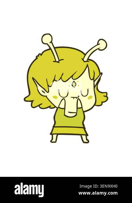changing color animation of cartoon of an alien girl Stock Video ...