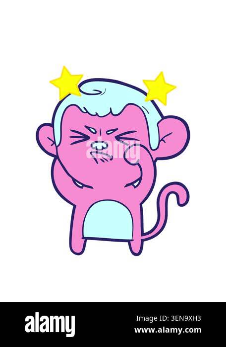 spinning stars animation of cartoon angry monkey Stock Video Footage ...