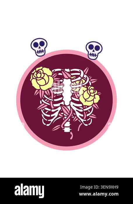 Vertical video showing animated graphic of a skeleton ribcage ...
