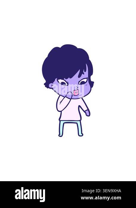 popping motion animation of cartoon female character in a fun neon ...
