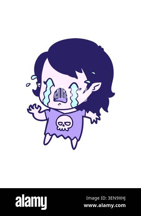 bobbing motion animation of cartoon crying vampire girl Stock Video ...