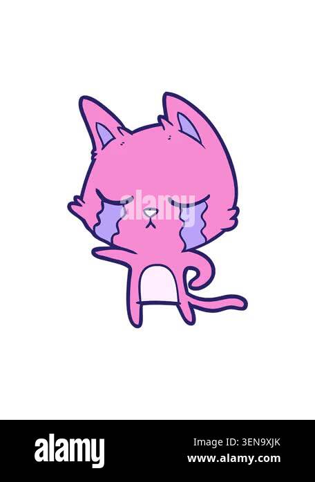 spinning motion animation of crying cartoon cat pointing Stock Video ...