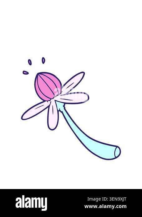 Stretching Up Animation Of Fun Quirky Flower Drawing Stock Video