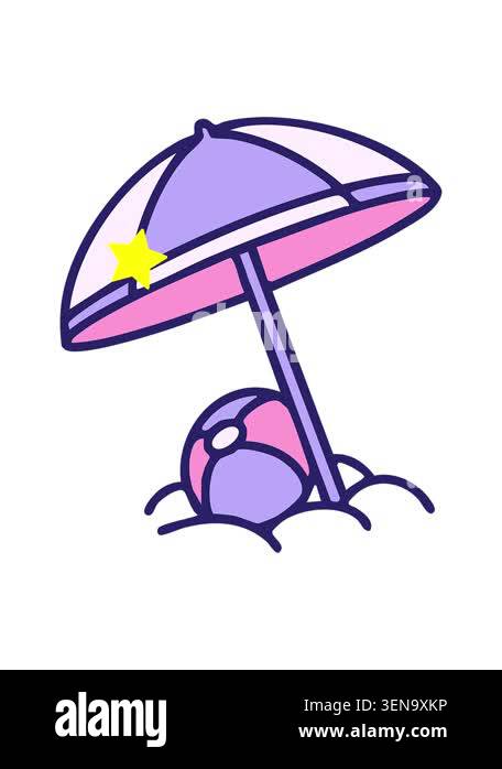 twinkling stars effect animation of brazilian parasol and beachball ...