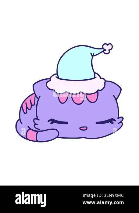 pixelize effect animation of cartoon christmas of kawaii cat Stock ...