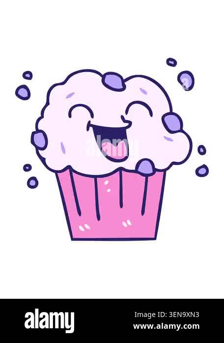 shivering motion animation of hand drawn quirky cartoon happy muffin ...