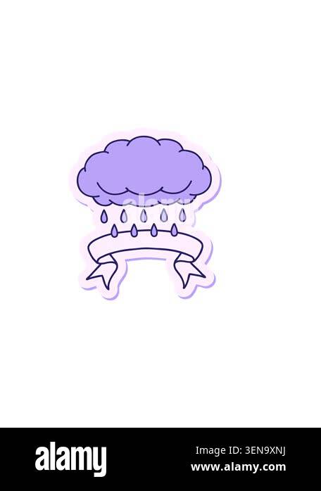 horizontally vibrating animation of tattoo style sticker with banner of ...