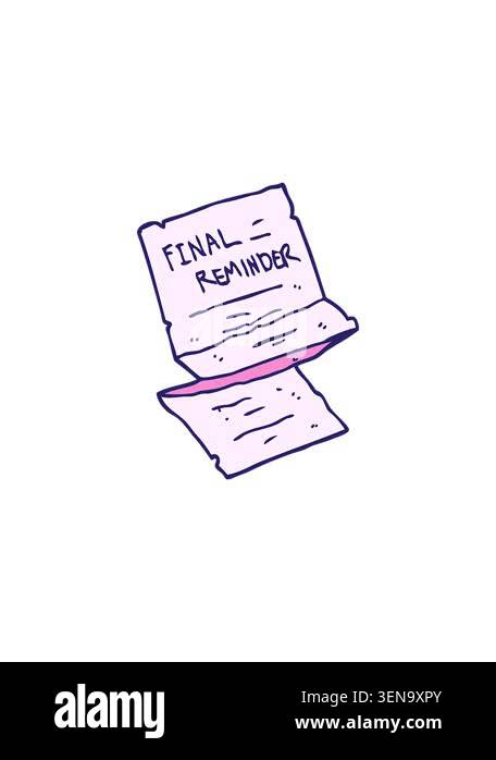 starburst effect animation of cartoon doodle final reminder letter ...
