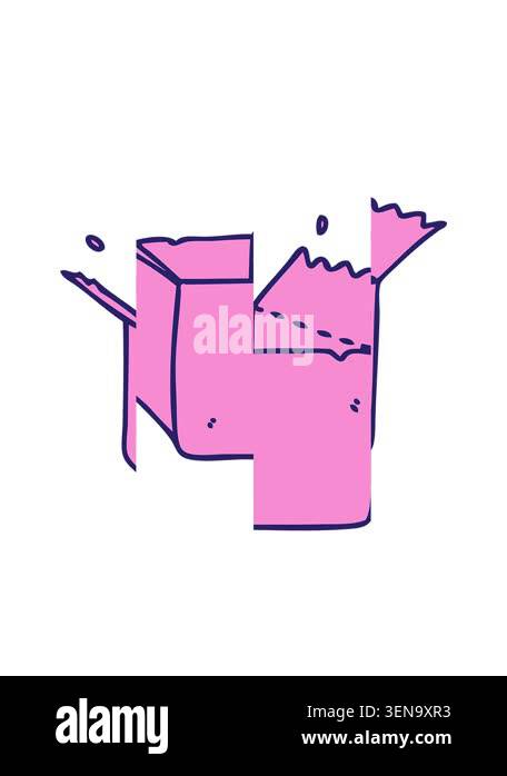 splitting motion animation of hand drawn quirky cartoon open box Stock ...