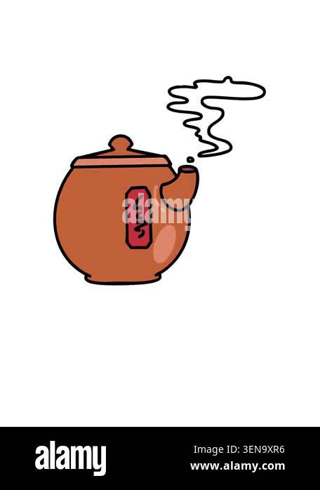 rise and float animation of a traditional hot japanese tea pot Stock ...