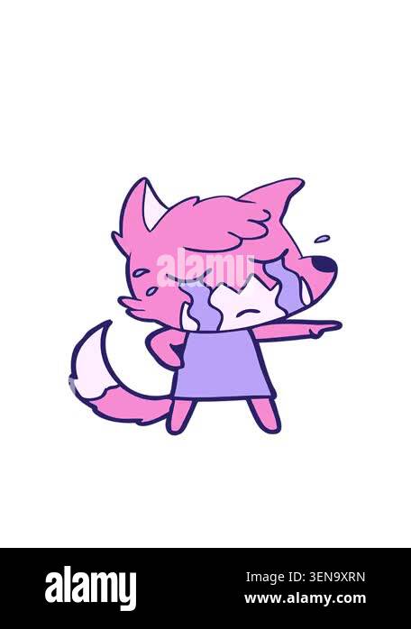 bobbing motion animation of a crying fox cartoon Stock Video Footage ...