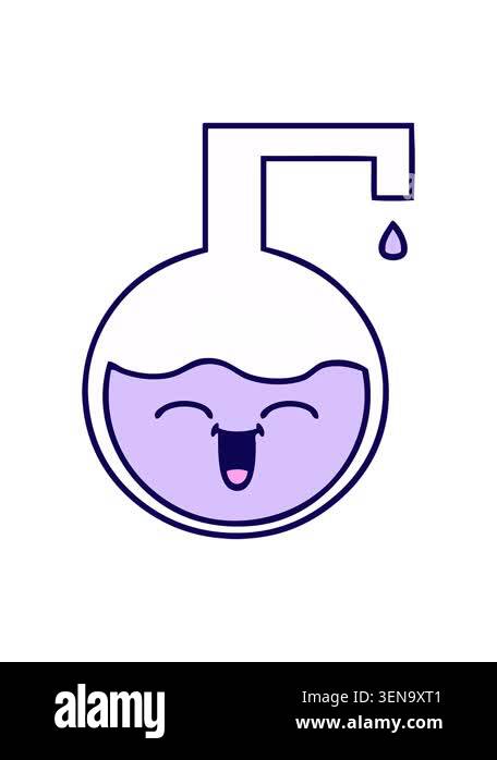 neon light effect animation of cute cartoon of a science experiment ...