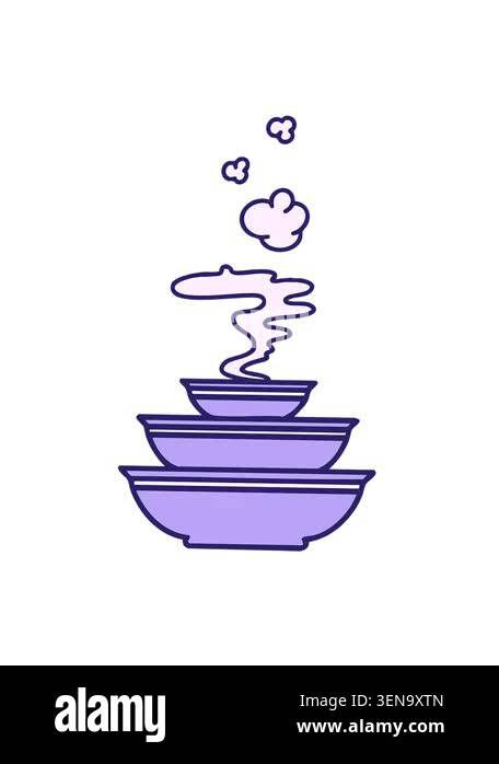 vibrating motion animation of a stack of japanese steaming food bowls ...