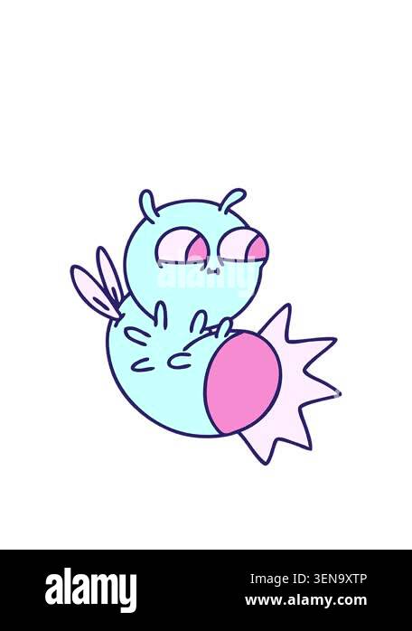 stretching up animation of cartoon of a cute glow bug Stock Video ...