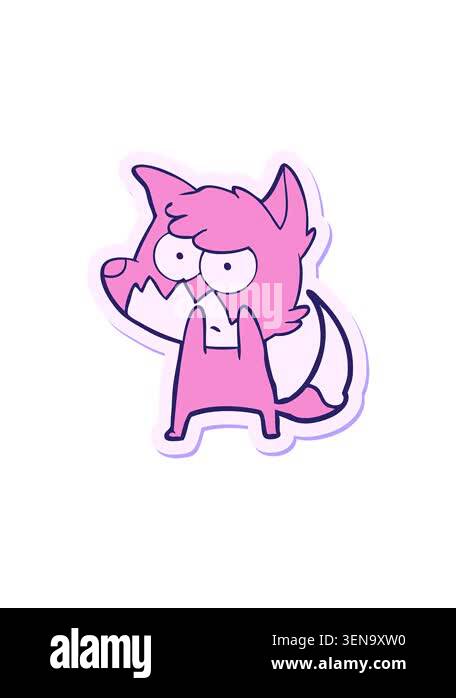 popping motion animation of sticker of a cartoon annoyed fox Stock ...