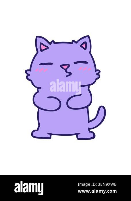 pressure popping animation of handdrawn quirky cat Stock Video Footage ...