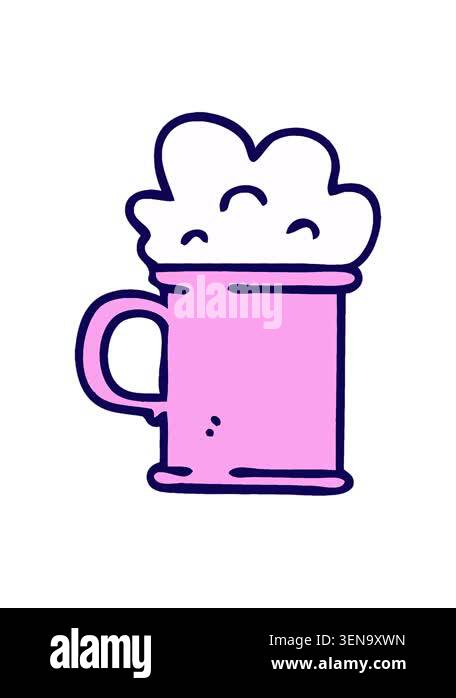 neon light effect animation of comic book style quirky cartoon tankard ...
