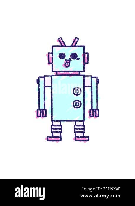 attention grabbing animation of Happy Robot Chalk Drawing Stock Video ...